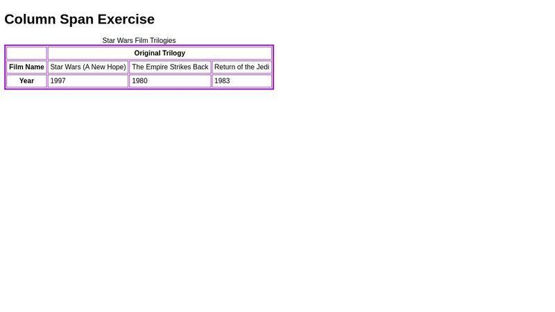 Column Span Exercise