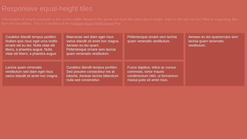 Responsive equal-height tiles