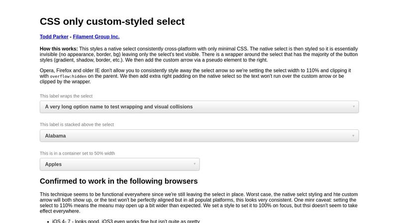 CSS only custom-styled select
