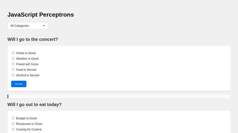 Javascript Perceptron Library