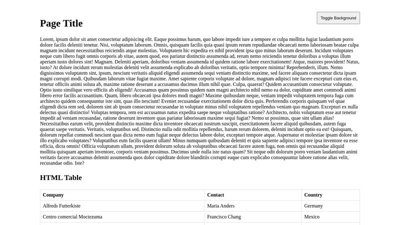 Toggle Background HTML / CSS / JavaScript