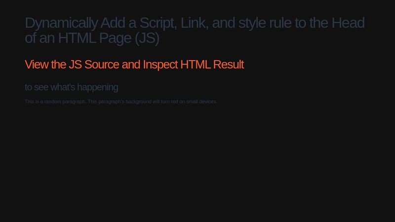 Dynamically Add Script Link And Style To Html Head Js