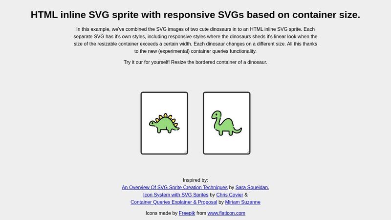 Responsive HTML Inline SVG Sprite with container queries