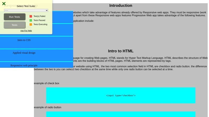 Technical documentation page: Responsive Web-Design App