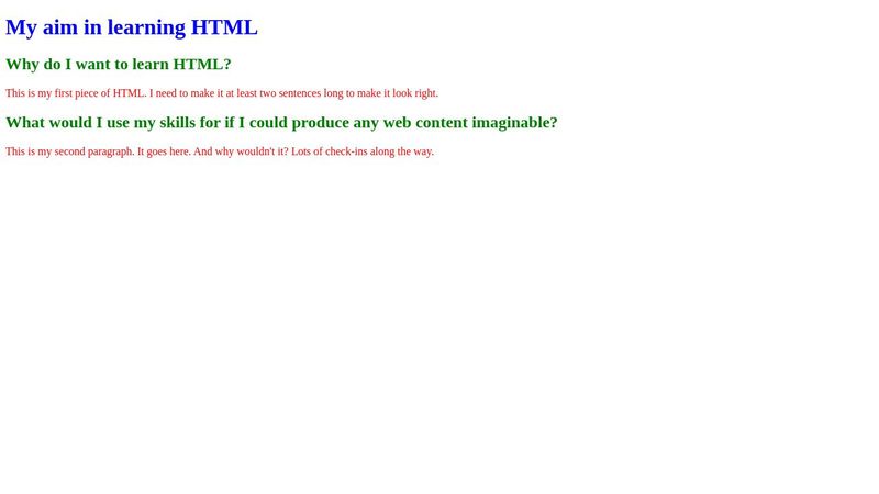 First task using HTML tags and CSS