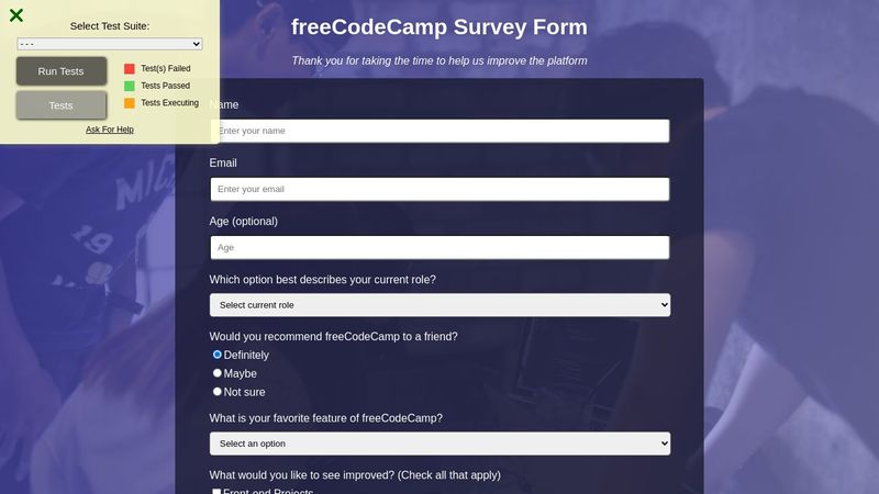 Responsive Web Design Projects - Build a Survey Form