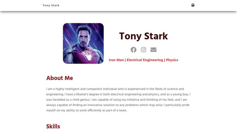 Iron Man Resume