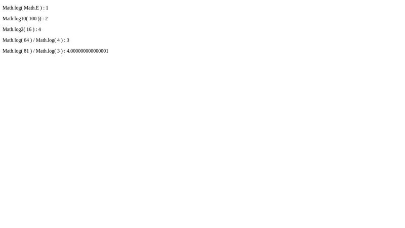 JavaScript Math log log10 Log2 예제