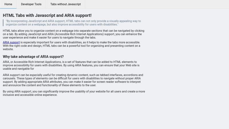 Create HTML Tabs with JavaScript and ARIA Support
