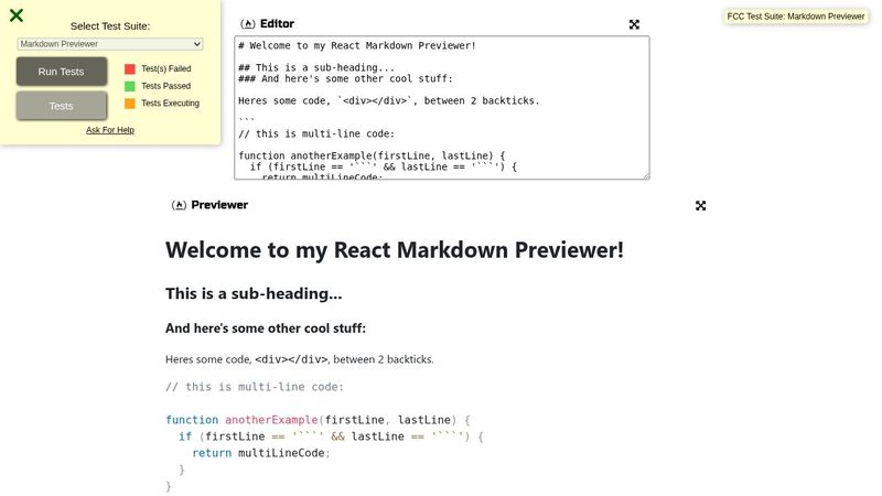 Freecodecamp Markdown Previewer Project 