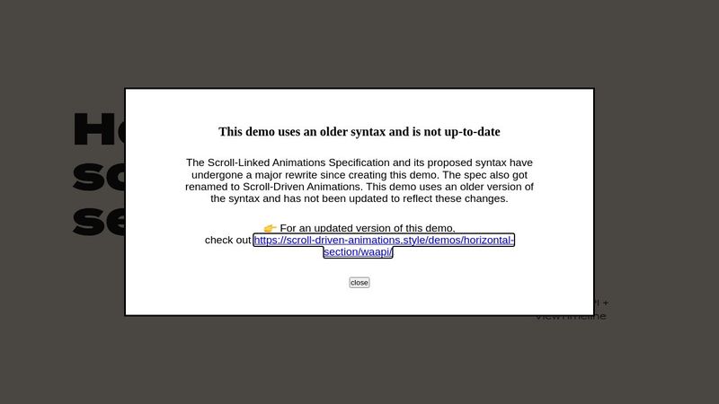 Scroll-Linked Animations: Horizontal scroll section (WAAPI + ScrollTimeline 2022 Version)