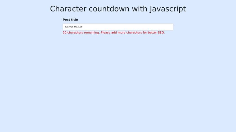Character countdown with Vanilla Javascript