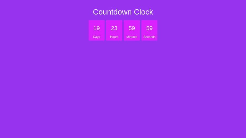 Count Down Timer Vanilla JS