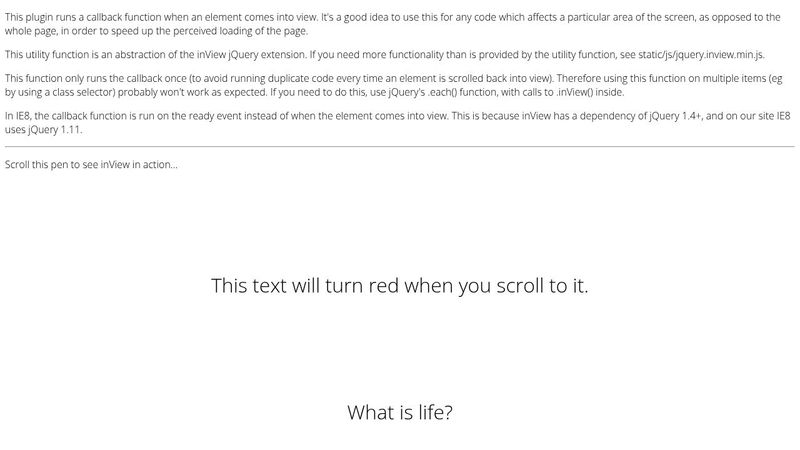 jQuery plugins: inView