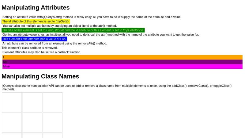 jQuery Manipulating Attributes