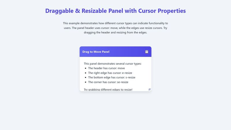 Draggable & Resizable CSS-Cursor