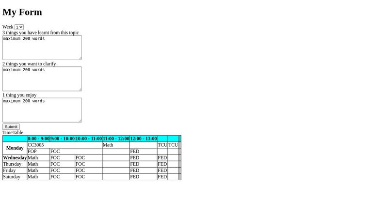 DCITP1A08 Week 3 Table & Forms