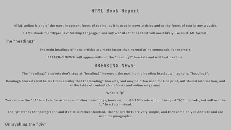 HTML Book Report