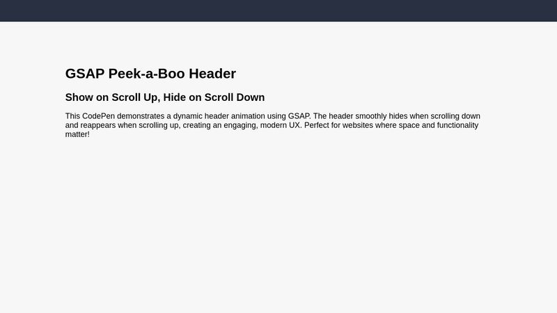 GSAP Peek-a-Boo Header: Show on Scroll Up, Hide on Scroll Down