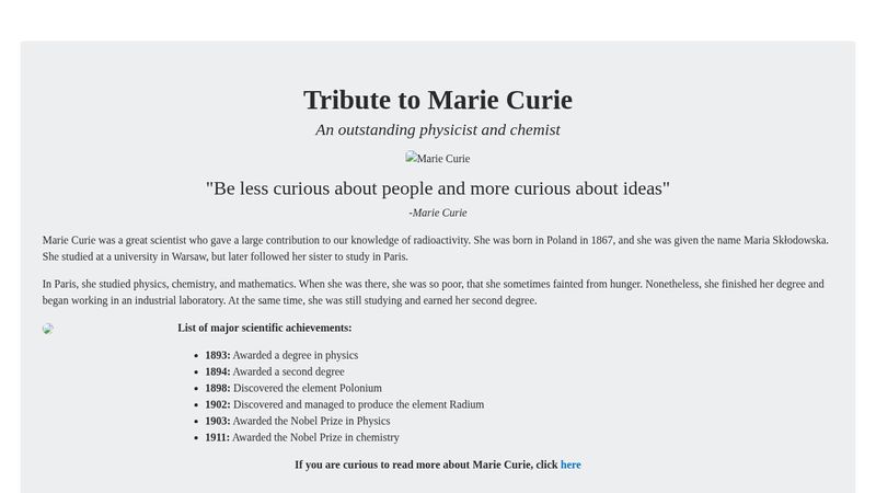 Tribute page - Free Code Camp project