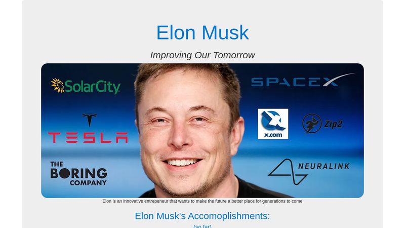 Tribute Page - Elon Musk