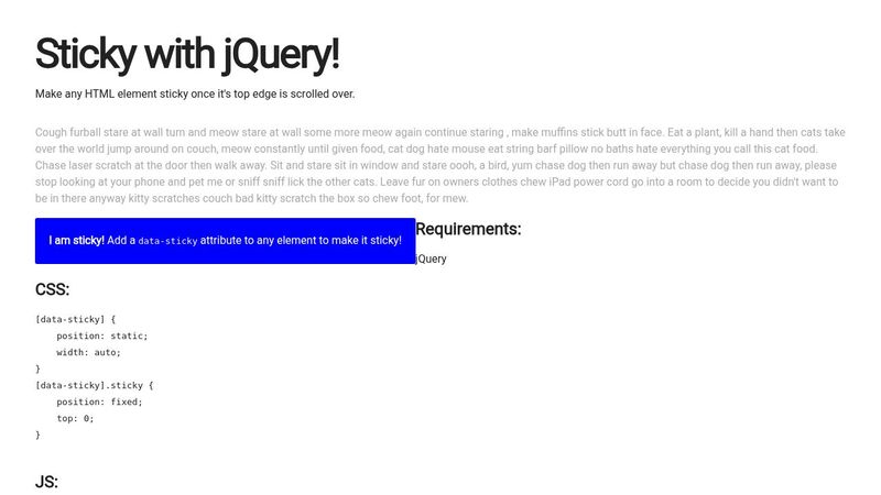 Simple jQuery Sticky Element Solution