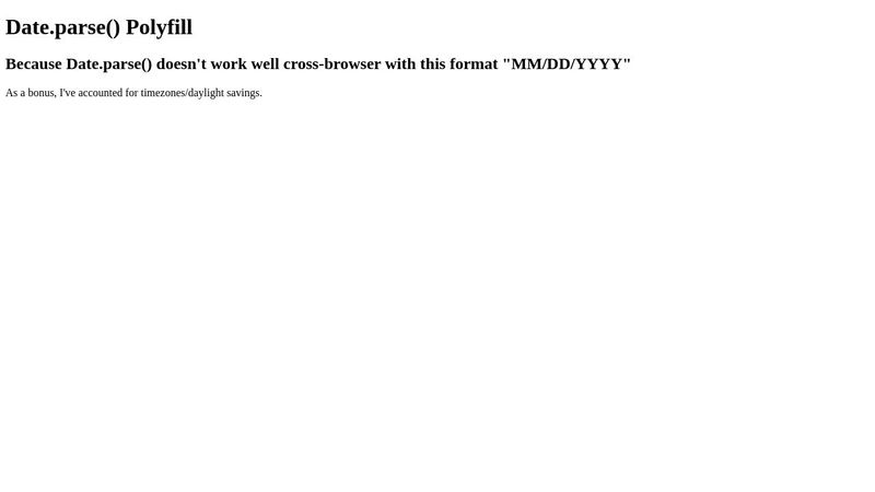 Date.parse() Polyfill