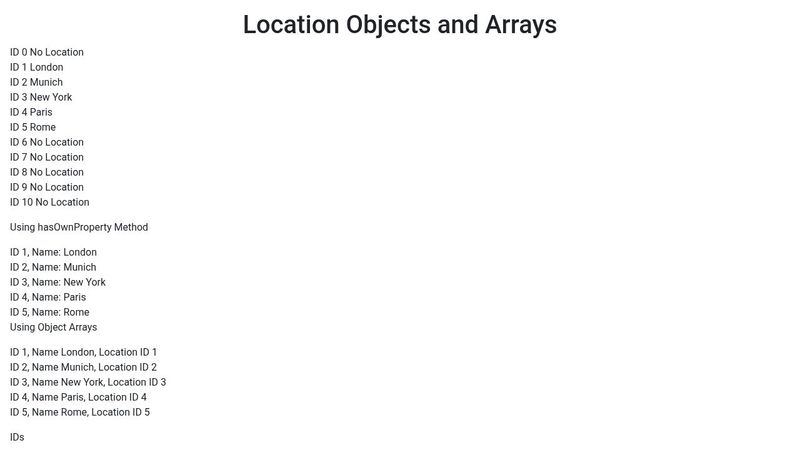 Location Objects and Arrays