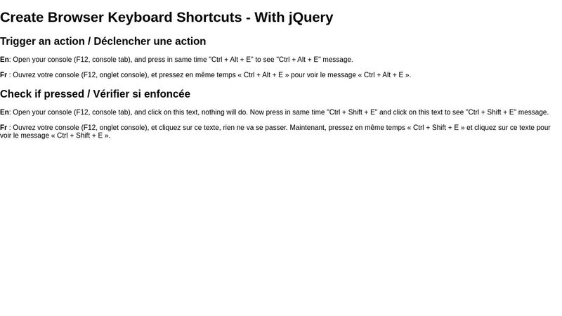Create Browser Keyboard Shortcuts - With jQuery
