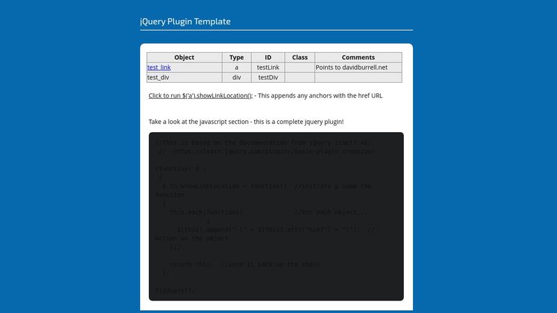 jQuery plugin TEMPLATE