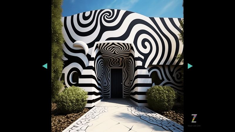 Op Art Houses in ZIM Carousel for Slide Show CodePen Challenge