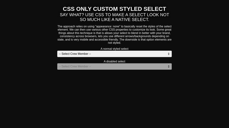 CSS Only Custom Styled Select