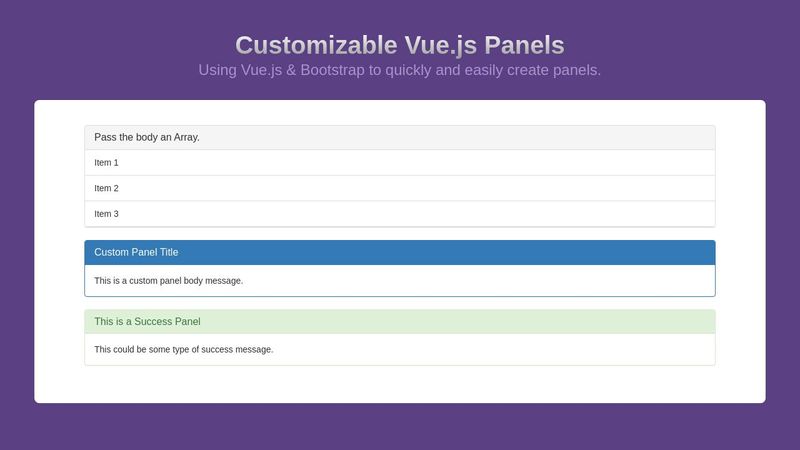 Customizable Vue.js Bootstrap Panel