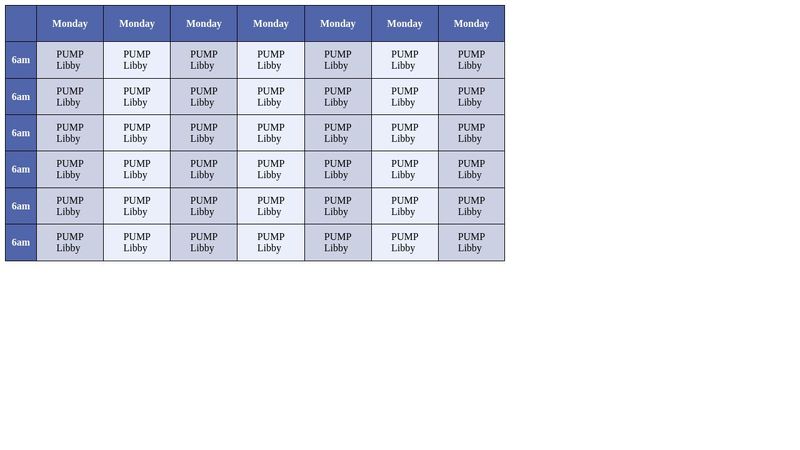Timetable grid setup