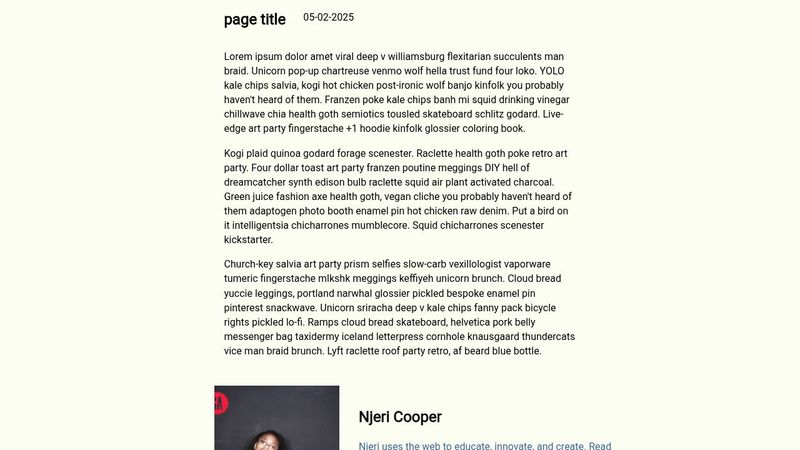 Flat Design Author Bio in Blog Post Layout