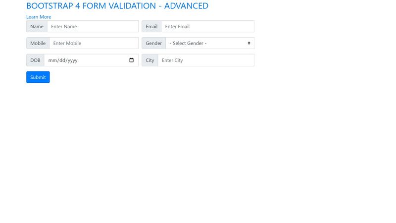 BOOTSTRAP 4 FORM VALIDATION - ADVANCED