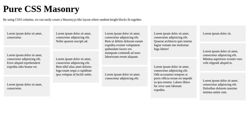 Pure CSS Masonry Layout