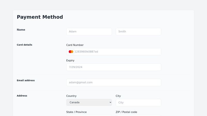 Tailwind Payment Form