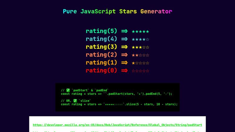 Pure JavaScript Stars Generator