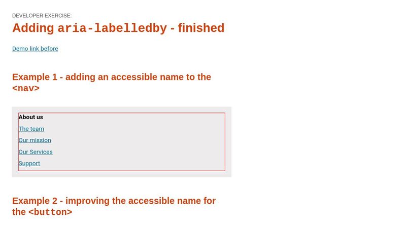 DEVELOPER EXERCISE: Adding aria-labelledby - finished