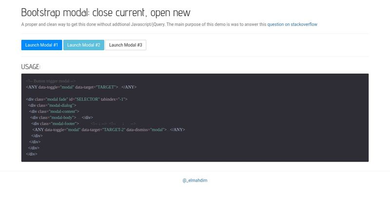 Bootstrap modal: close current, open new