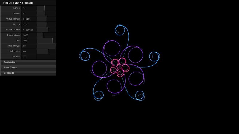 Simplex Flower Generator - Three.js/WebGL