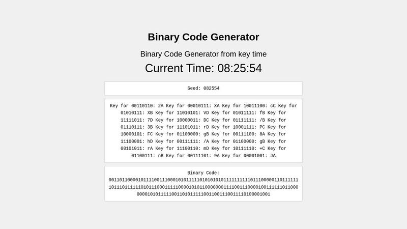Binary Code Generator Current Time