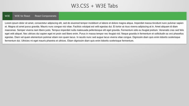 W3.CSS + W3E, HTML/CSS Tabs