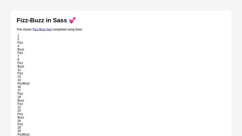 Fizz-Buzz Test, Sass Style