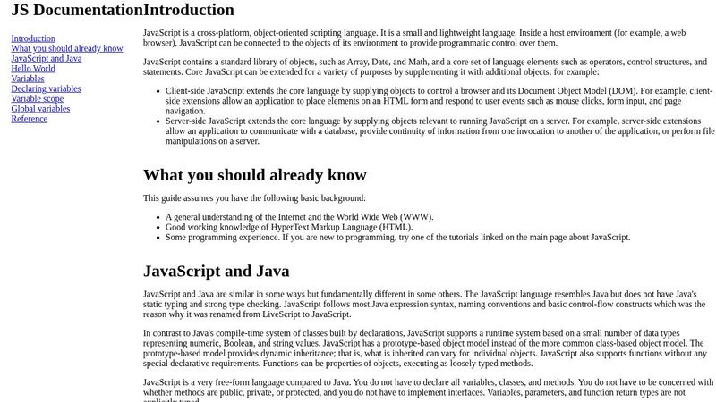 Technical documentation page