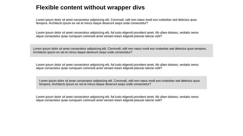 Flexible content without wrapper divs