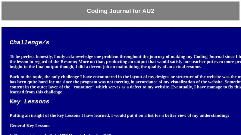 AU2-Coding Journal-Cupat