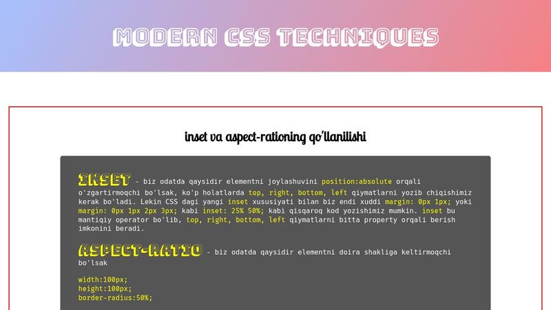 Modern CSS techniques