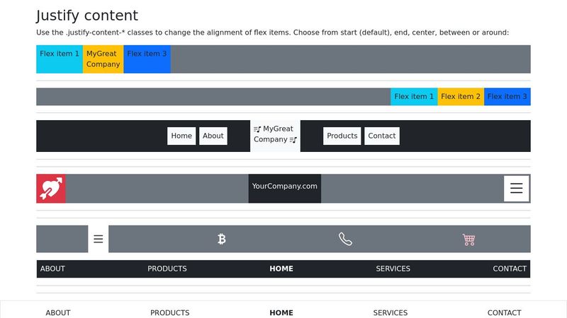 BOOTSTRAP 5 FLEX Justify Content for Headers